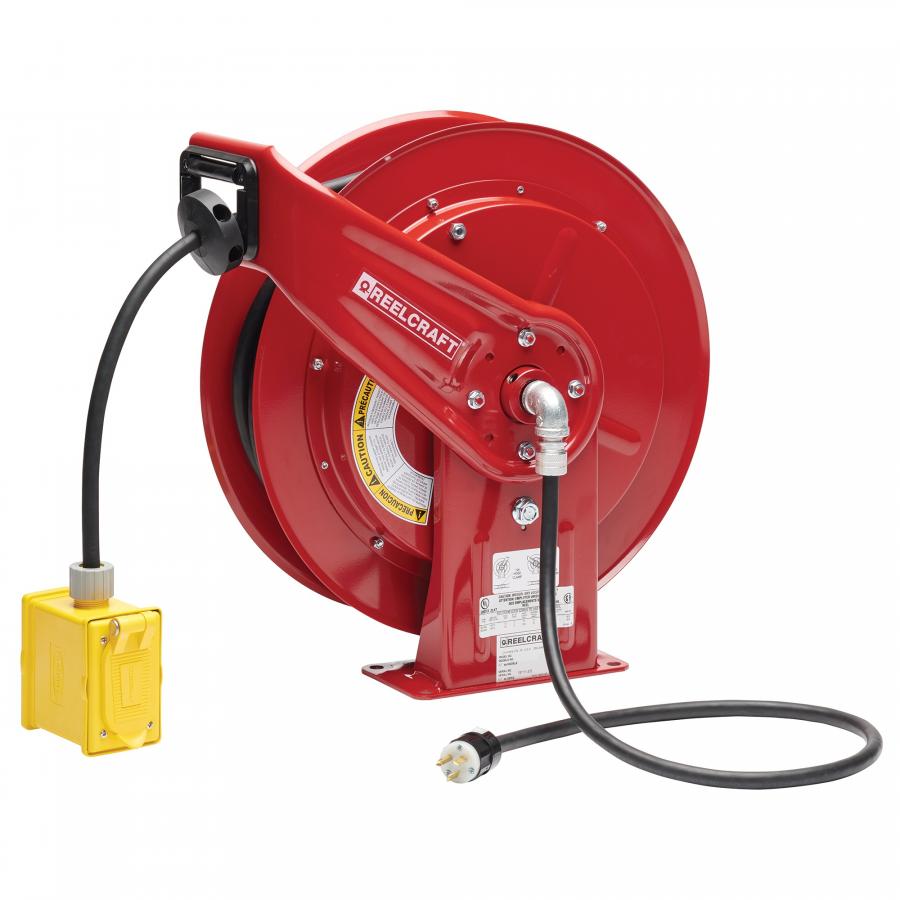 Reelcraft L 70100 123 7A - Duplex Outlet Box Power Cord Reel